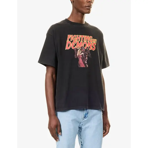 NOT BORING Fighting My Demons Graphic-print Cotton T-shirt