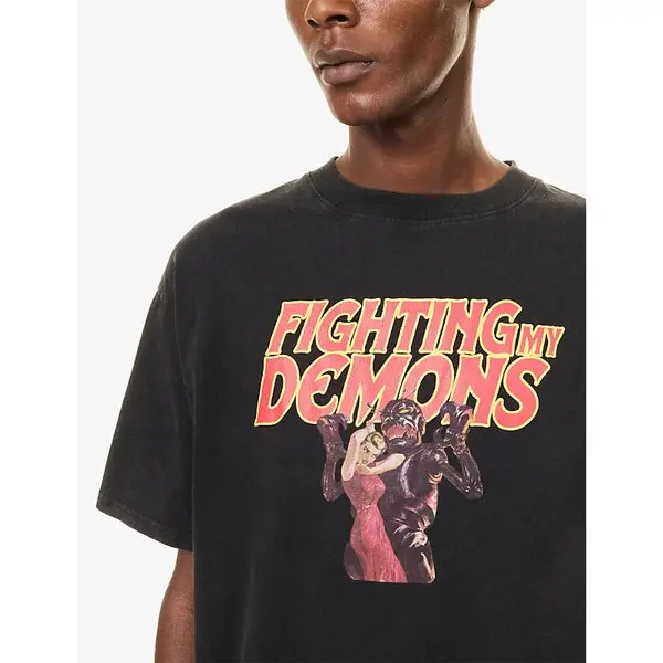 NOT BORING Fighting My Demons Graphic-print Cotton T-shirt