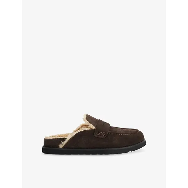 DUNE Goldy Suede Loafers - Brown Suede