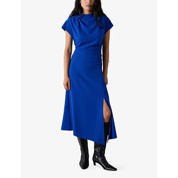 Whistles Ruched Midi Dress - Blue