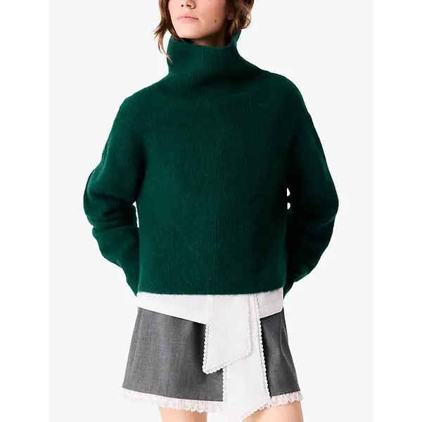 Maje Funnel-neck Relaxed-fit Yak Wool-blend Jumper