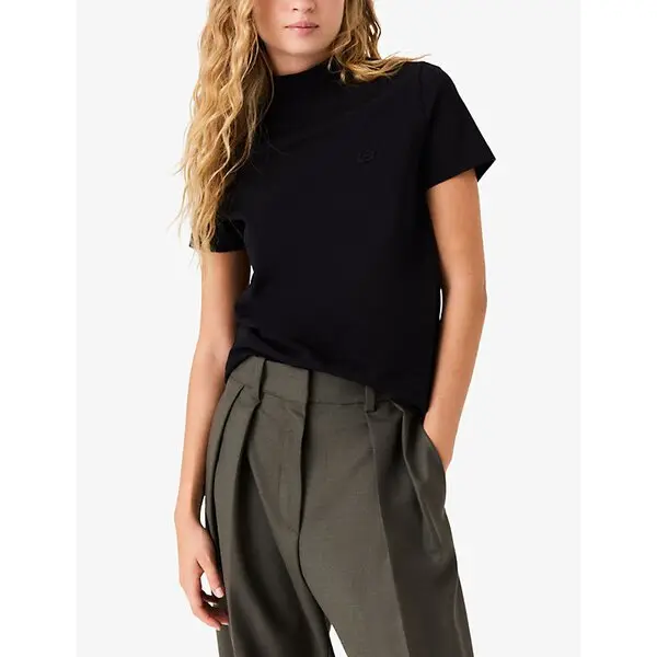 Maje Crewneck Back-zip Cotton T-shirt