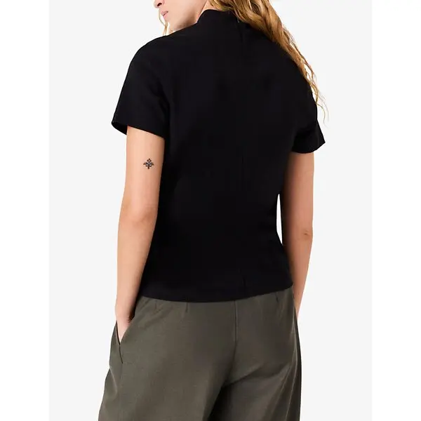 Maje Crewneck Back-zip Cotton T-shirt