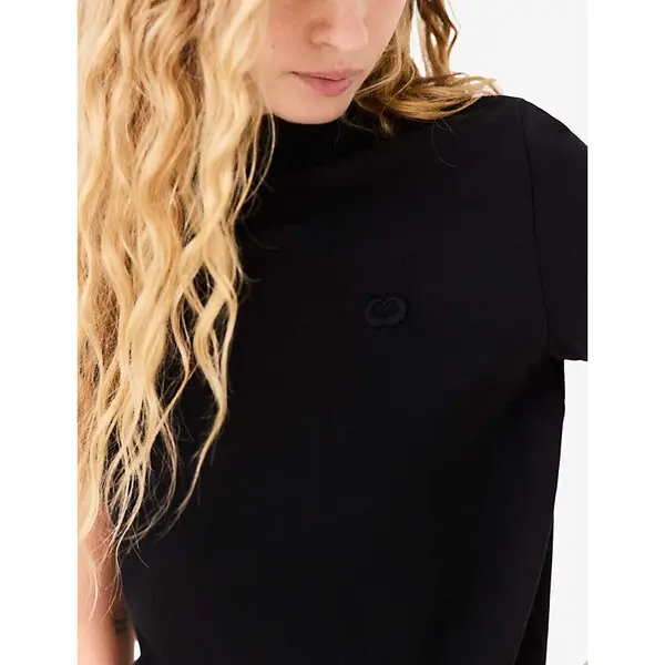 Maje Crewneck Back-zip Cotton T-shirt