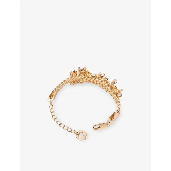 Maje Floral Faux Pearl Brass Chain Bracelet - Gold