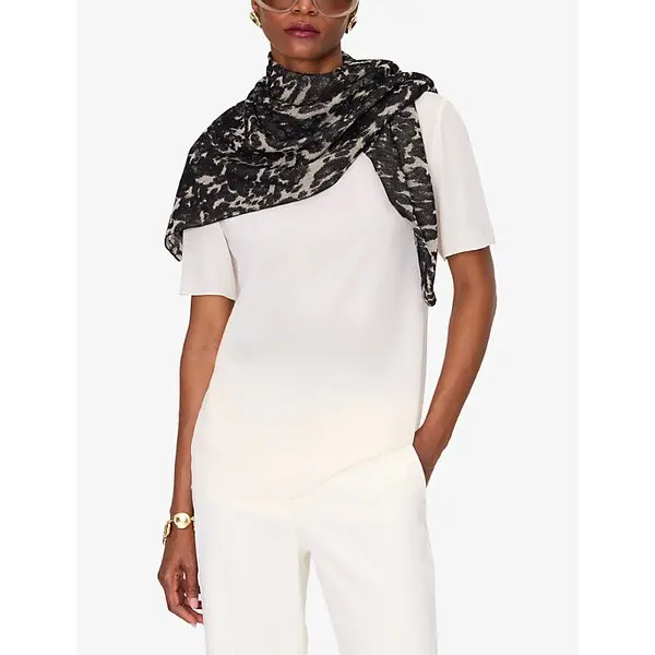 JOSEPH Ezra Leopard-print Cashmere Scarf