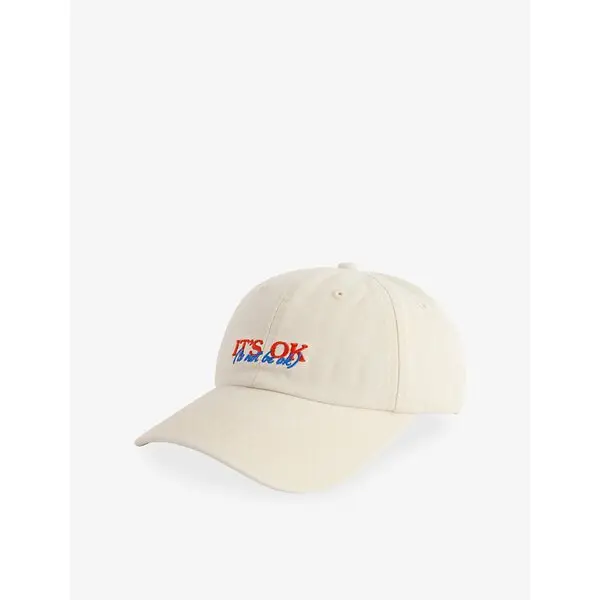 NOT BORING It's Ok' Slogan-embroidered Cotton Cap