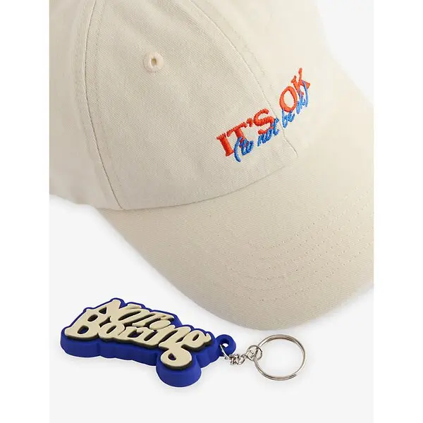 NOT BORING It's Ok' Slogan-embroidered Cotton Cap