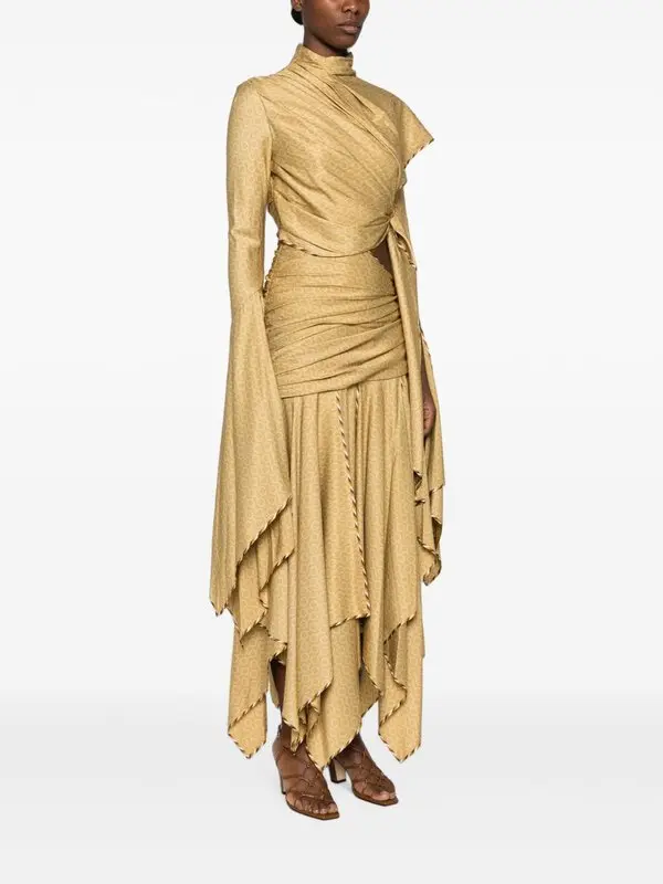 Zimmermann Valiant Printed Silk Midi Dress - Gold