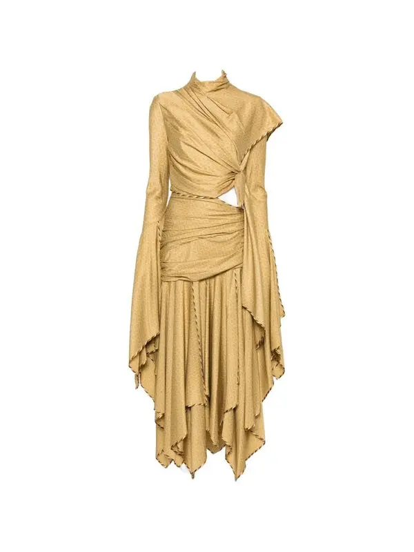Zimmermann Valiant Printed Silk Midi Dress - Gold