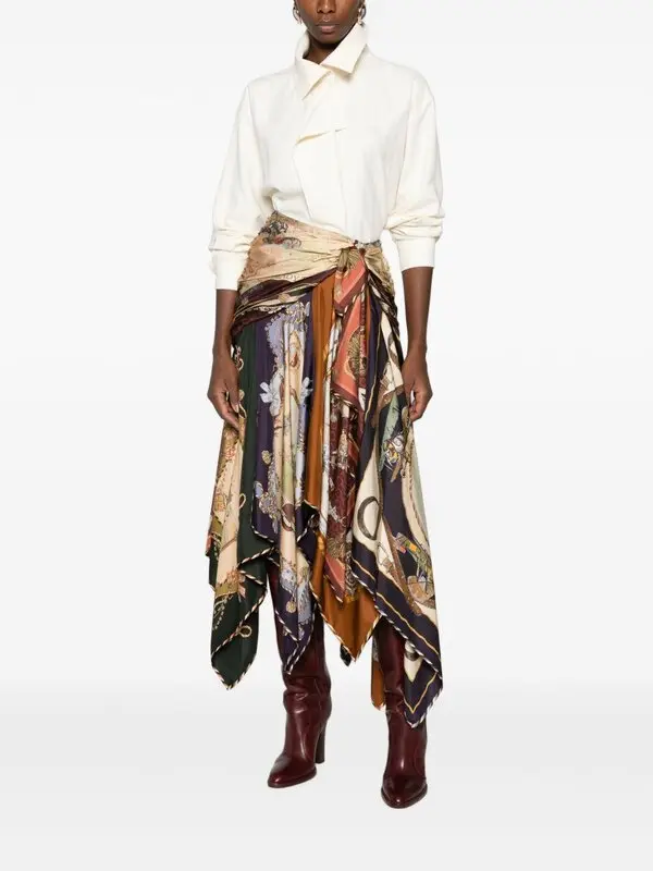 Zimmermann Valiant Printed Silk Skirt - Brown