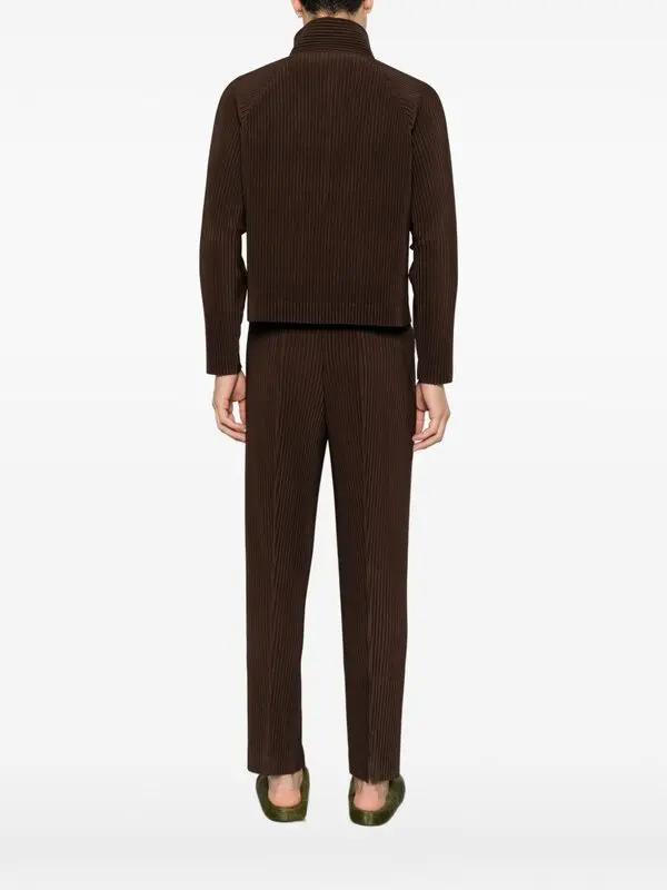 Issey Miyake Pleated Zip-up Cardigan - Brown