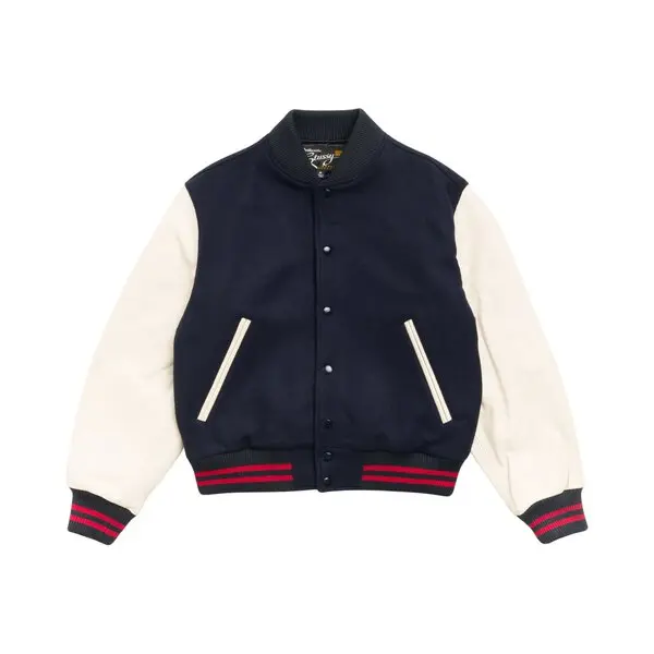 StÜssy Wool Varsity Jacket 'navy