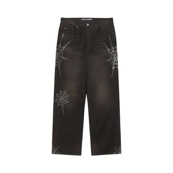SP5DER Rhinestone Web Denim 'onyx - Black