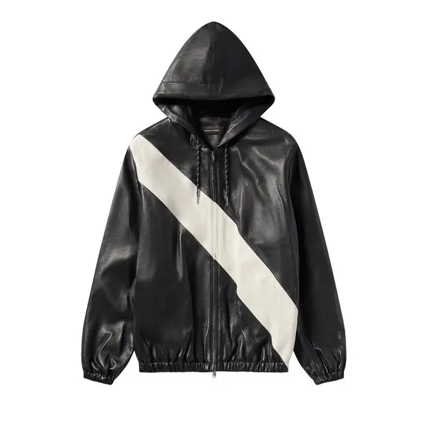 WALES BONNER Vista Leather Anorak 'black/ivory - Multicolor