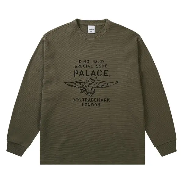 PALACE Dove Stamp Waffle Long-sleeve 'army Olive