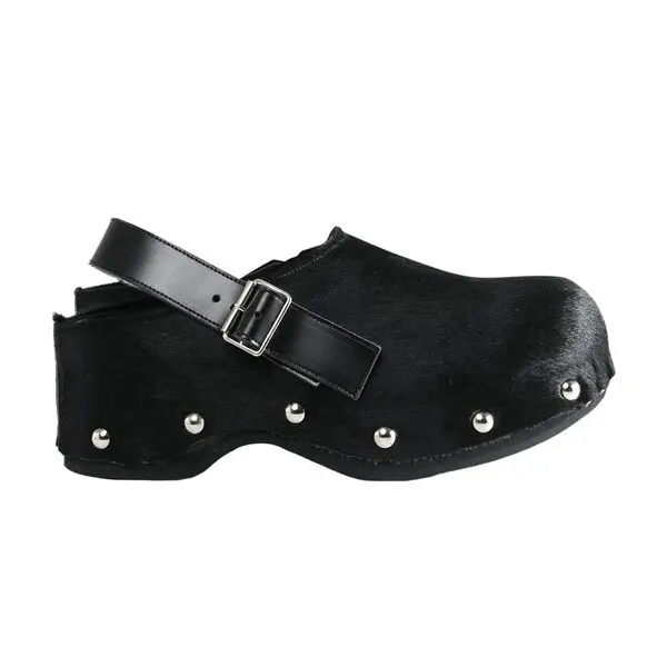 Comme Des Garçons Studded Buckle Clogs - Black
