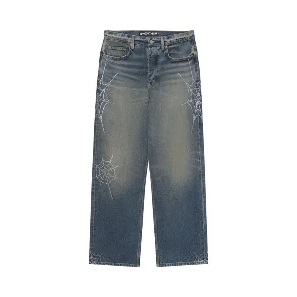 SP5DER Rhinestone Web Denim 'indigo