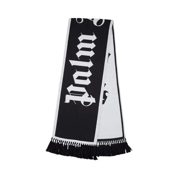 Palm Angels Macro Logo Scarf /white - Black
