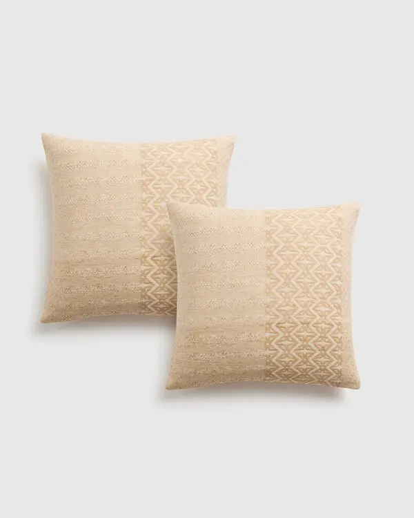 Quince Geometric Silk Blend Pillow Cover - Sand Dune