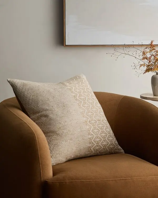 Quince Geometric Silk Blend Pillow Cover - Sand Dune