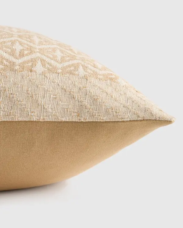 Quince Geometric Silk Blend Pillow Cover - Sand Dune