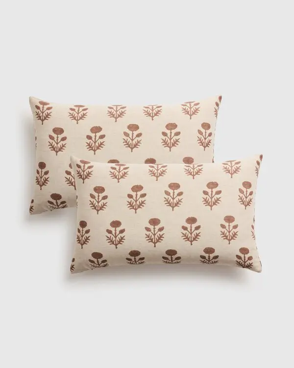 Quince Reversible Block Print Pillow Cover - Rust
