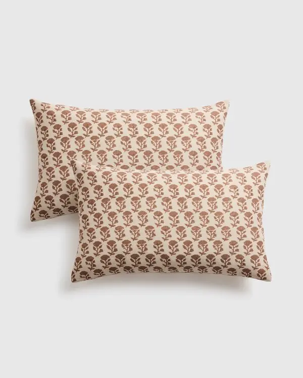 Quince Reversible Block Print Pillow Cover - Rust