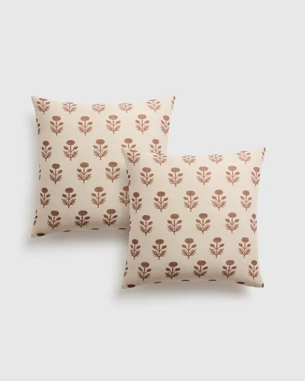 Quince Reversible Block Print Pillow Cover - Rust