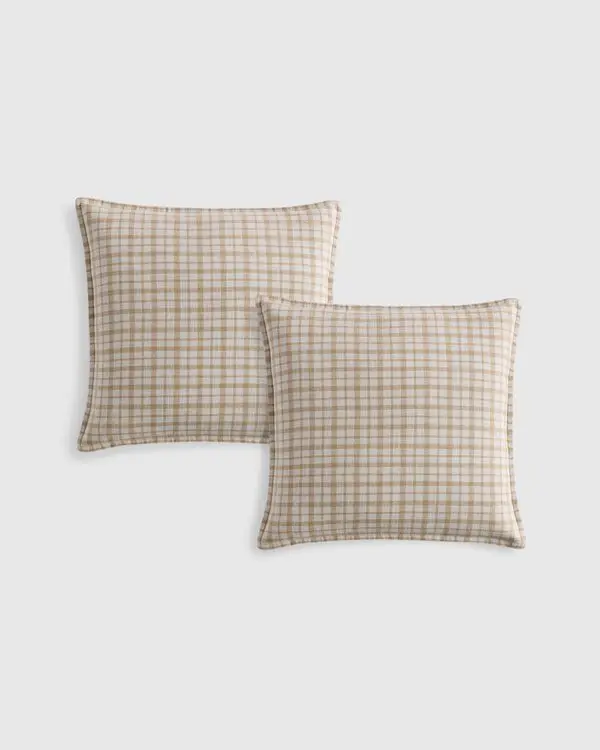 Quince Plaid Cotton Pillow Cover - Natural