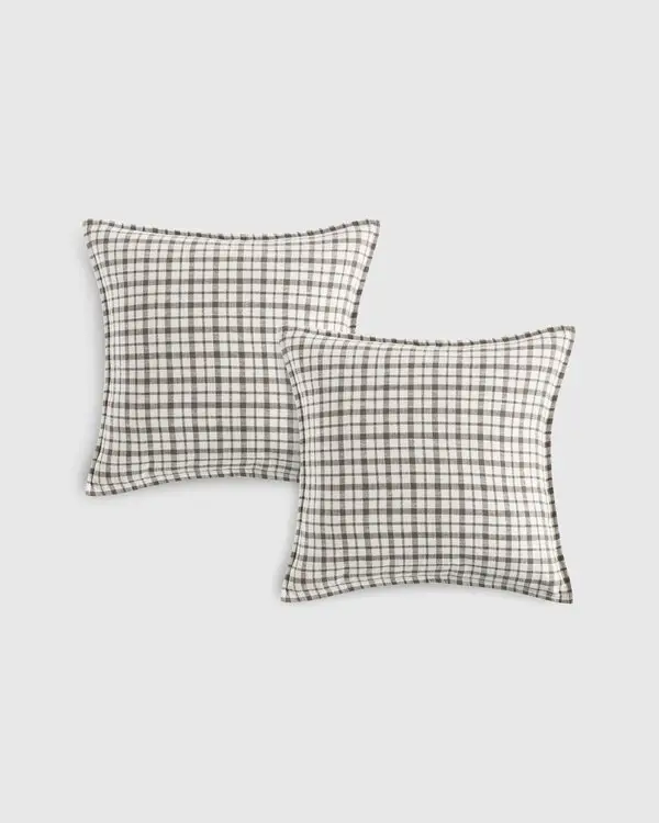 Quince Plaid Cotton Pillow Cover - Olive