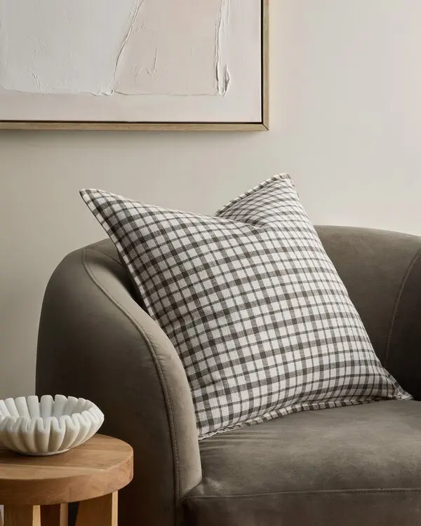 Quince Plaid Cotton Pillow Cover - Olive