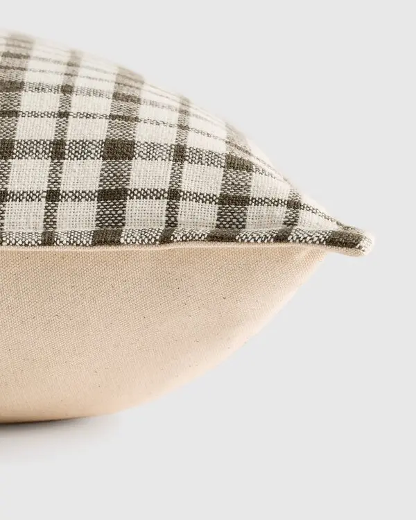 Quince Plaid Cotton Pillow Cover - Olive