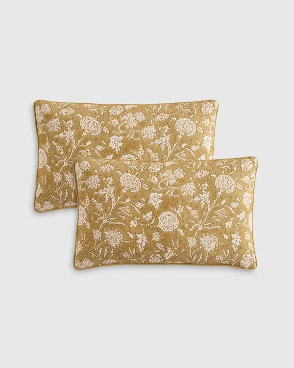 Quince Linen Cotton Botanical Pillow Cover - Honey