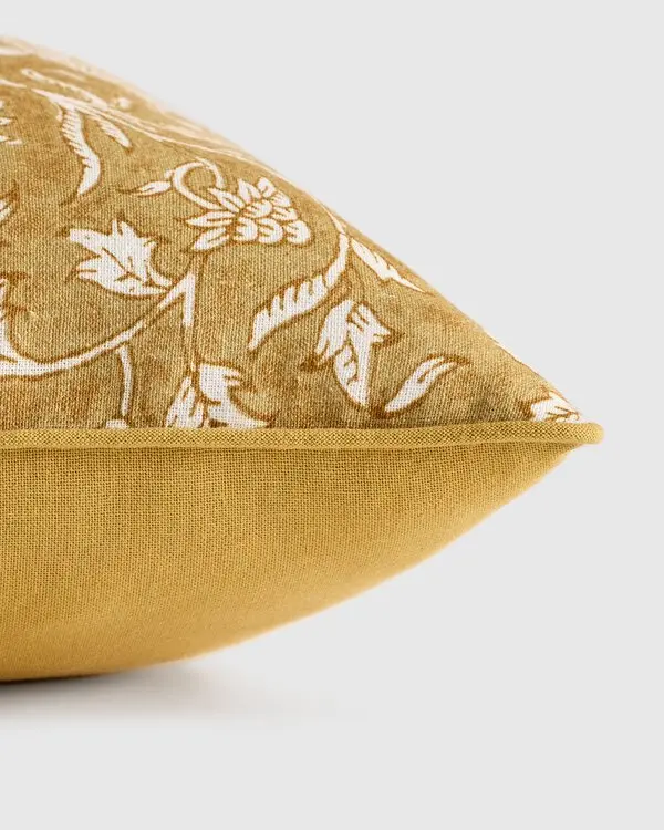 Quince Linen Cotton Botanical Pillow Cover - Honey