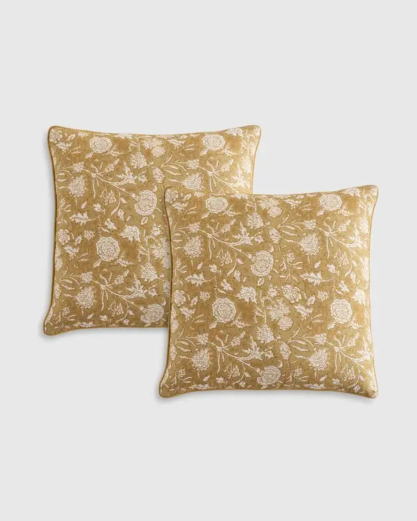 Quince Linen Cotton Botanical Pillow Cover - Honey
