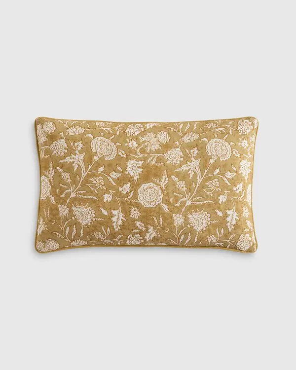 Quince Linen Cotton Botanical Pillow Cover - Honey