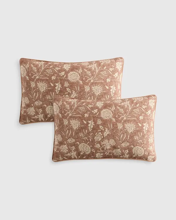 Quince Linen Cotton Botanical Pillow Cover - Rose