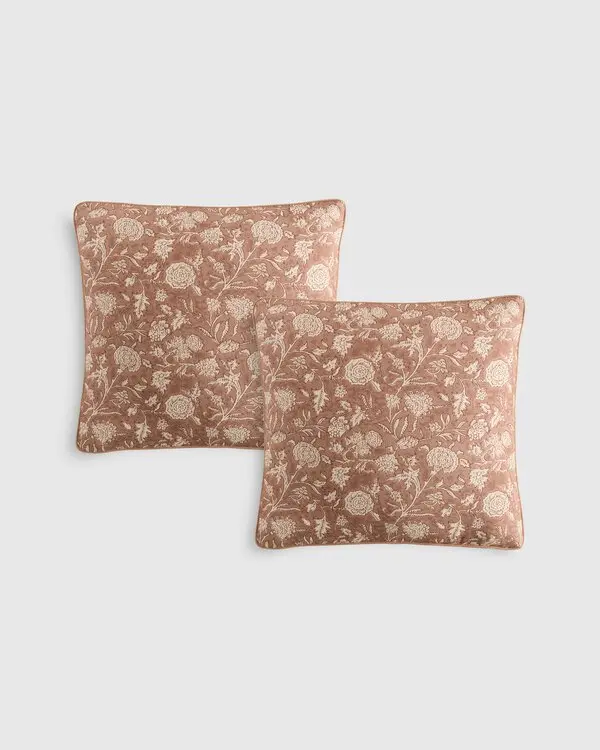 Quince Linen Cotton Botanical Pillow Cover - Rose