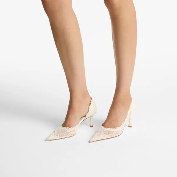 JIMMY CHOO Faiz Pump 65 Ivory Lace Pumps