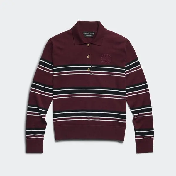 Canada Goose Melrose Striped Knit Polo - Vermillion/black