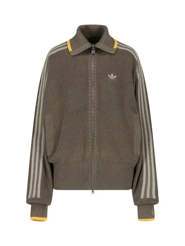 Adidas Zip-up Knit Track Jacket - Brown