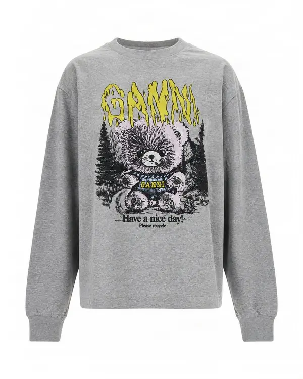 GANNI Graphic Bear Crewneck Sweatshirt - Paloma