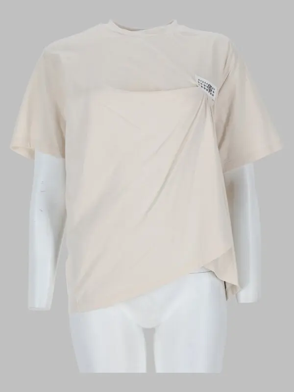 MAISON MARGIELA Draped Jersey T-shirt With Patch Logo