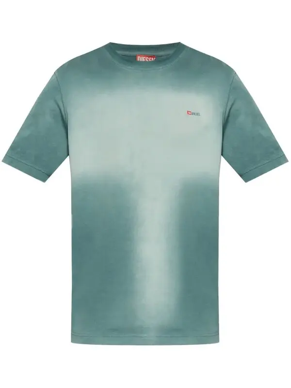 DIESEL® Round Neck T-shirt With Mini Chest Logo Embroidery - Azzurro