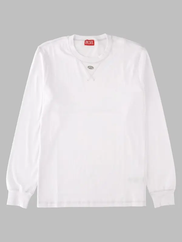 DIESEL® Stretch Cotton Ribbed Crewneck Sweatshirt - White
