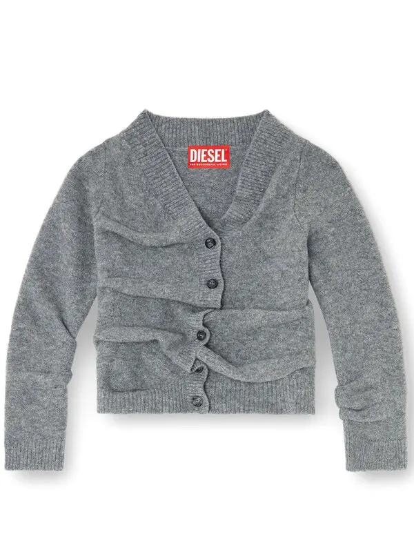 DIESEL® Felted Wool Sweater With Irregular Pleats & Asymmetrical Drape
