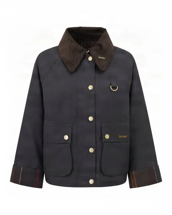 Barbour Waxed Cotton Jacket With Corduroy Collar - Olive/classic
