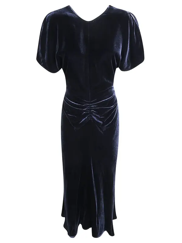 Victoria Beckham Bela Midi Dress In Viscose-silk Blend - Blu