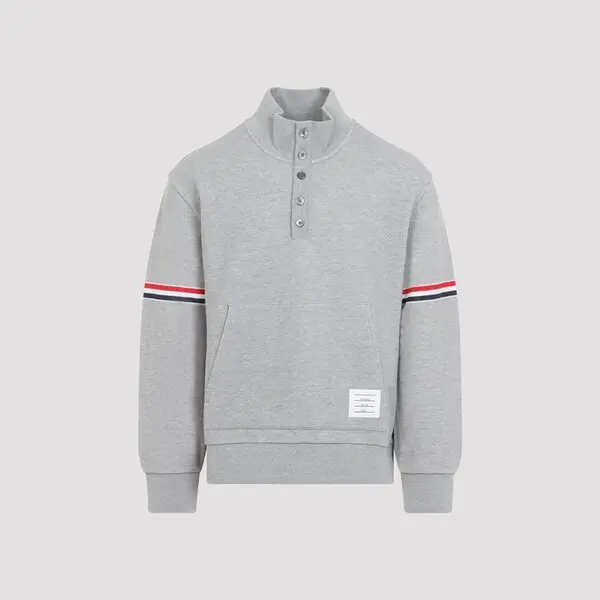 Thom Browne Funnel Neck Cotton Pullover Sweatshirt - Grey